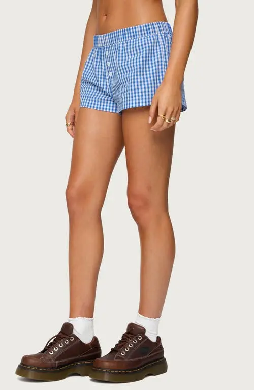 EDIKTED Gingham Boxer Shorts - Blue