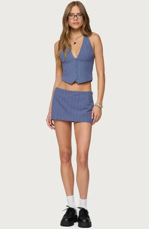 EDIKTED Pinstripe Low Rise Skort - Blue