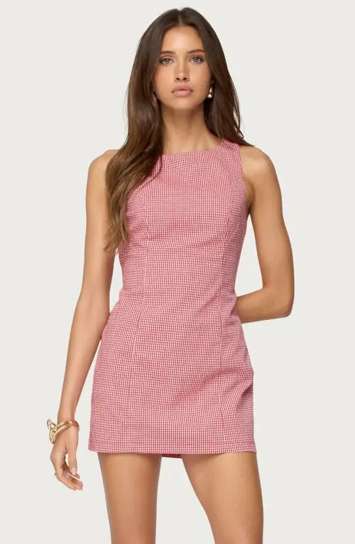 EDIKTED Macee Gingham Sleeveless Romper - Red