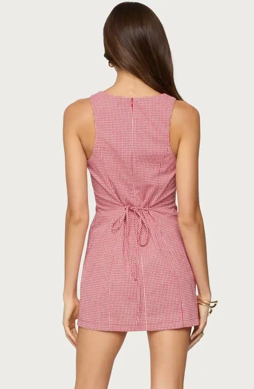 EDIKTED Macee Gingham Sleeveless Romper - Red