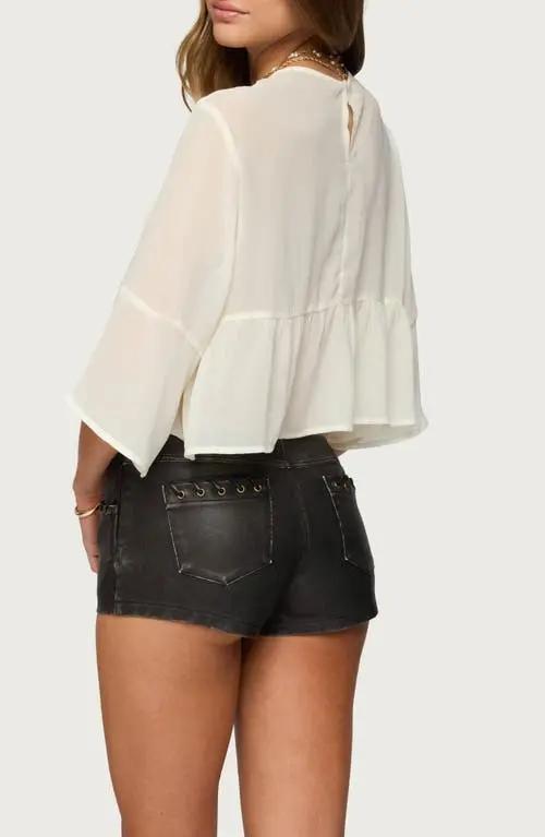 EDIKTED Ruffled Chiffon Crop Top