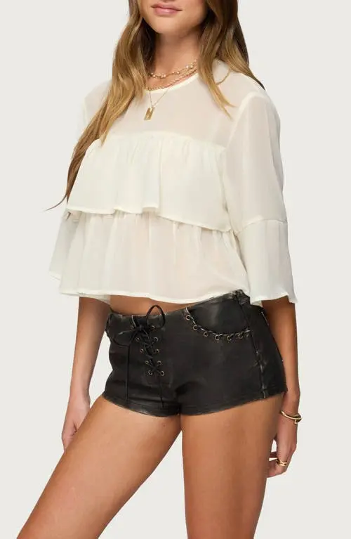 EDIKTED Ruffled Chiffon Crop Top