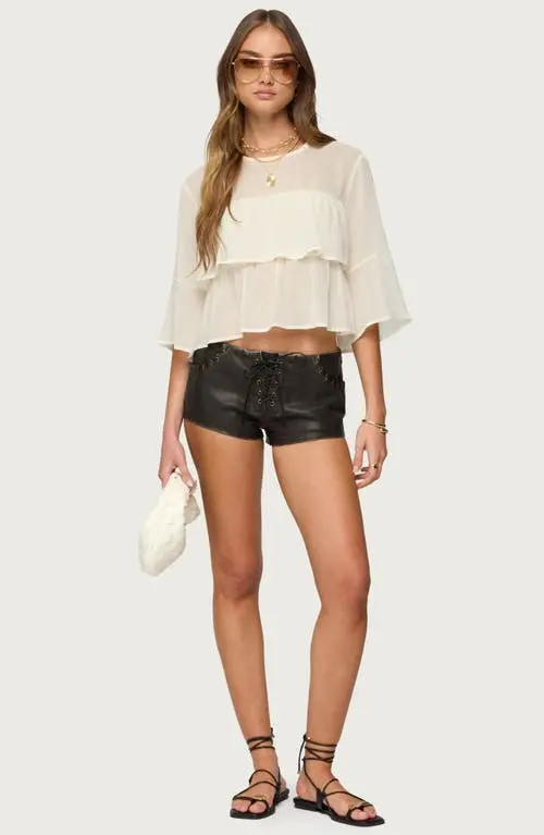 EDIKTED Ruffled Chiffon Crop Top