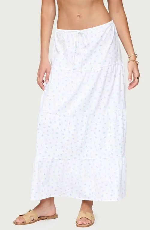 EDIKTED Charley Tiered Floral Maxi Skirt - White