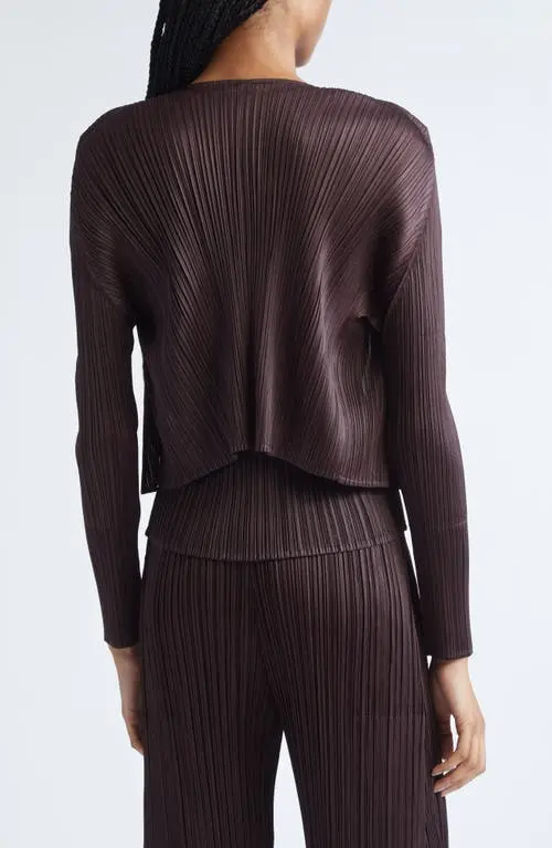 Issey Miyake Monthly Colors July Pleated Cardigan - Dark Brown
