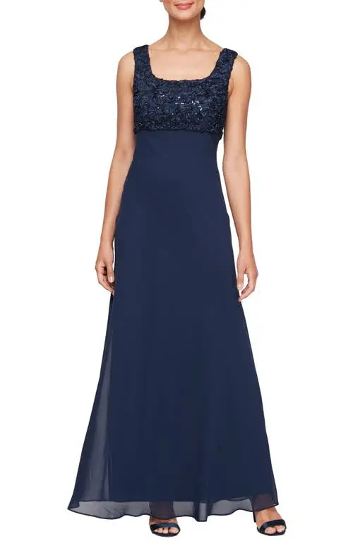 Alex Evenings Embellished Empire Waist Gown With Soutache Jacket
