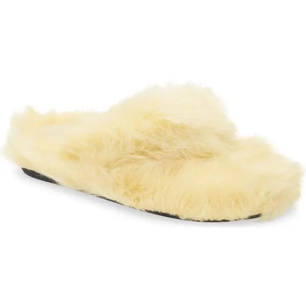 Acne Studios Shearling Flip Flop - Canary Yellow