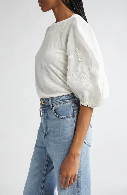 Zimmermann Lace Appliqué Linen T-shirt