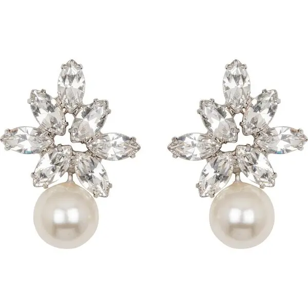 JENNIFER BEHR Liza Marquise-cut & Faux Pearl Drop Earrings - Crystal