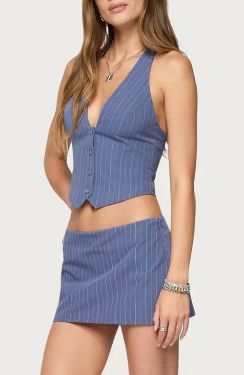 EDIKTED Frankey Pinstripe Halter Vest