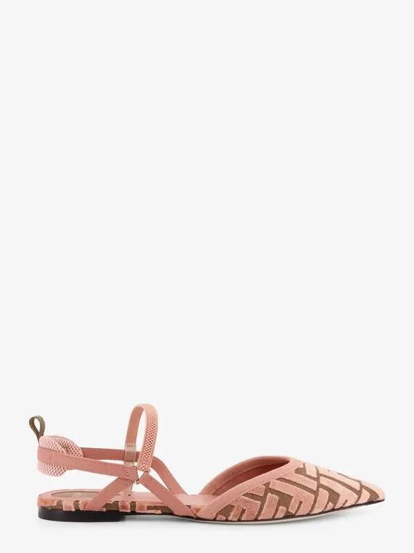 Fendi Ff Jacquard Velvet Slingback Ballerinas - Pink