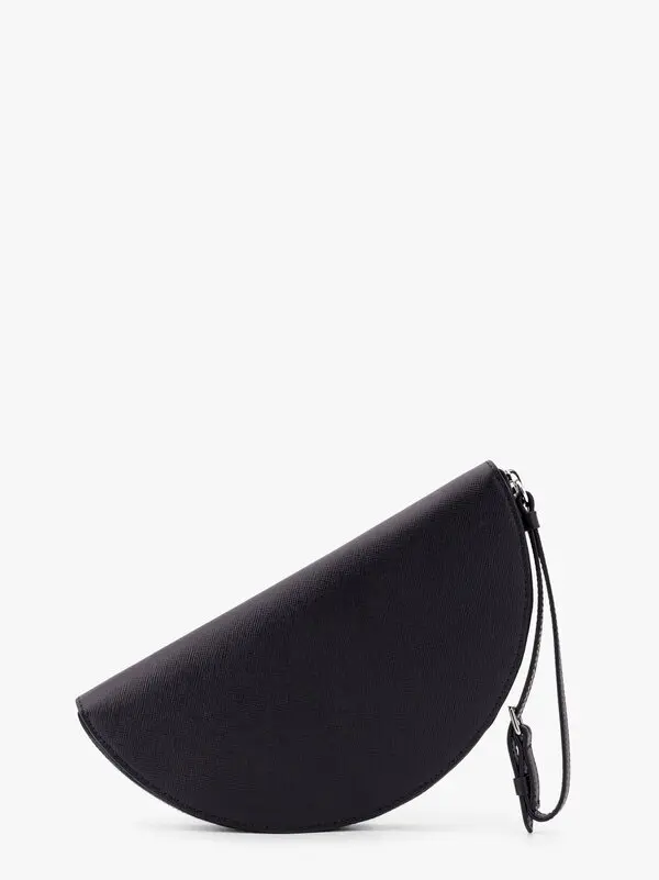 MAISON MARGIELA Leather Pochette With Iconic Four Stitched Detail - Black
