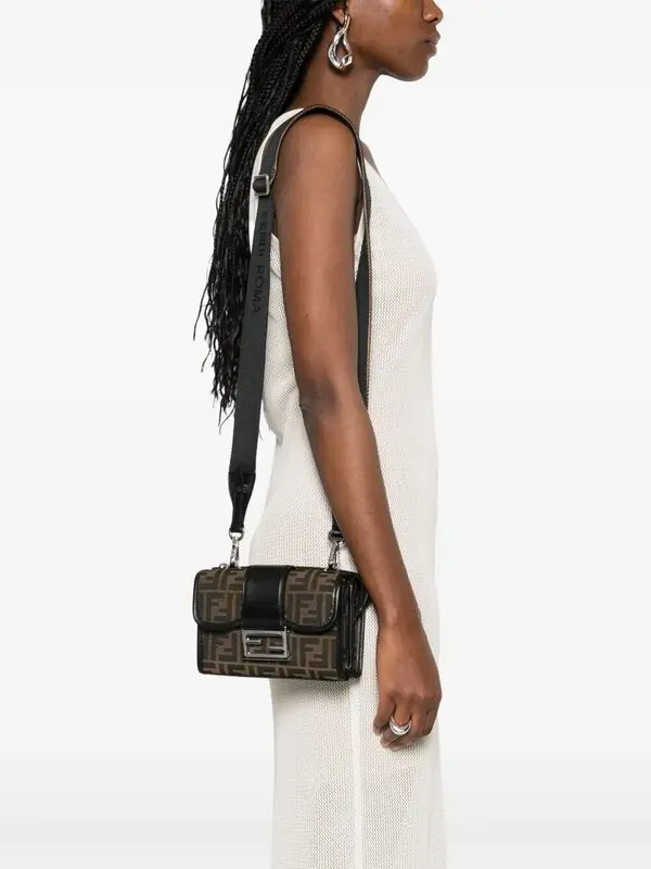 Fendi Baguette Double Jacquard Shoulder Bag - Brown