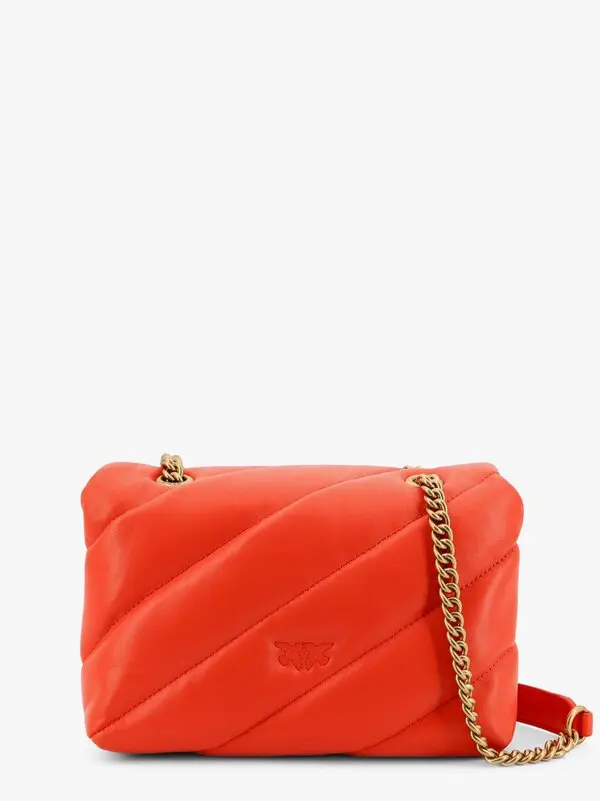 Pinko Matelassé Leather Shoulder Bag With Love Birds Buckle - Red
