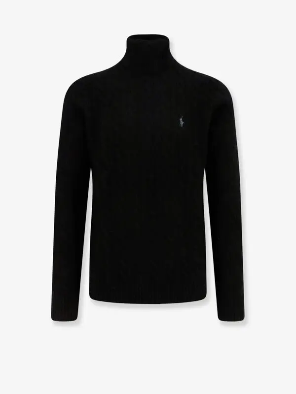 Polo Ralph Lauren Wool And Cashmere Sweater With Embroidered Logo - Black