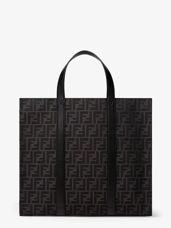 Fendi Ff Jacquard Fabric Shopping Bag - Black