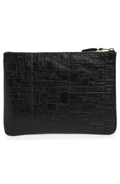 Comme Des Garçons Embossed Logo Leather Pouch - Black
