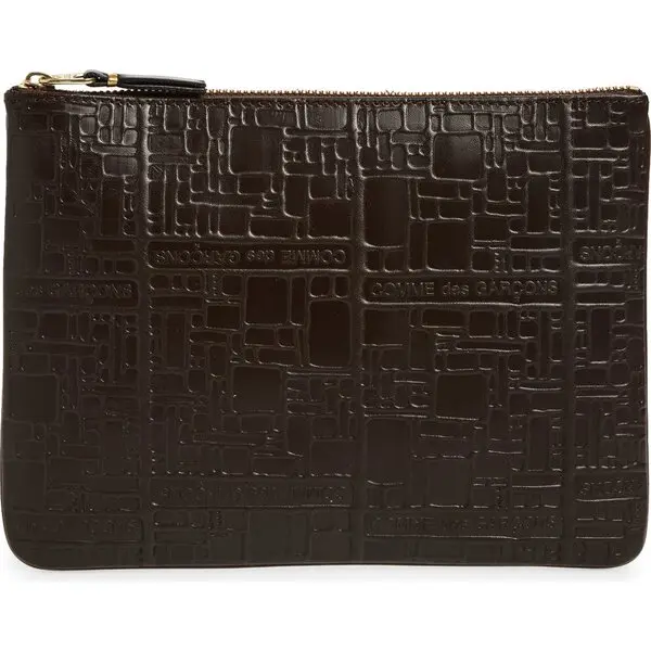 Comme Des Garçons Embossed Logo Leather Pouch - Brown