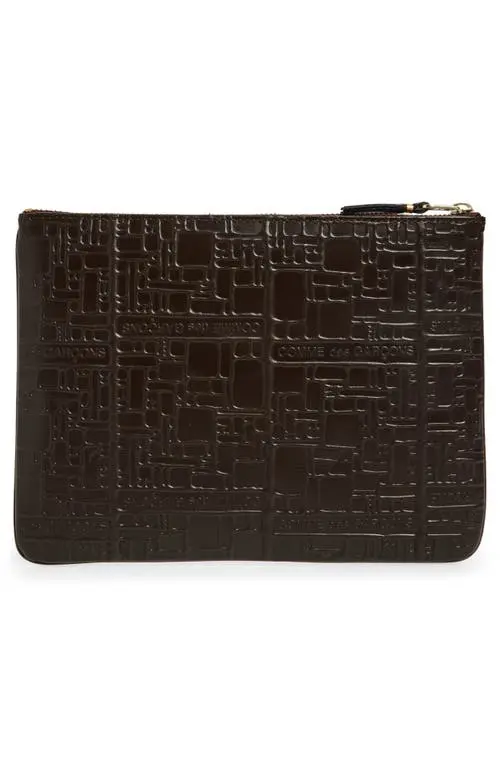 Comme Des Garçons Embossed Logo Leather Pouch - Brown