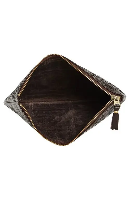 Comme Des Garçons Embossed Logo Leather Pouch - Brown