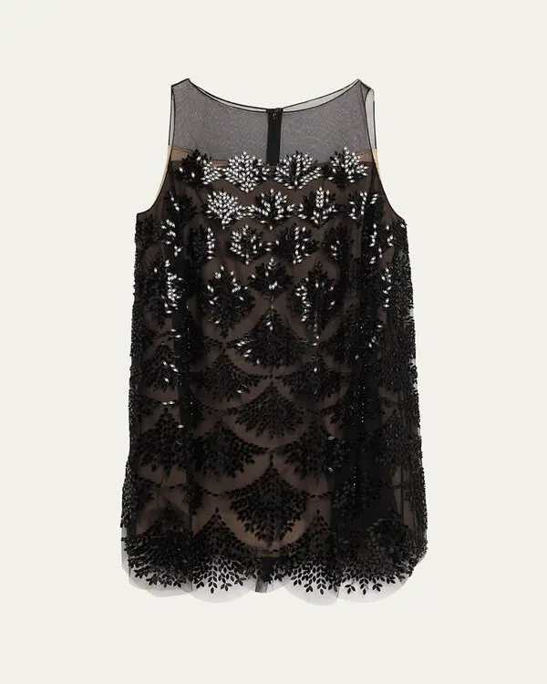 Oscar De La Renta Sl Fern Embroidered Shift Dr
