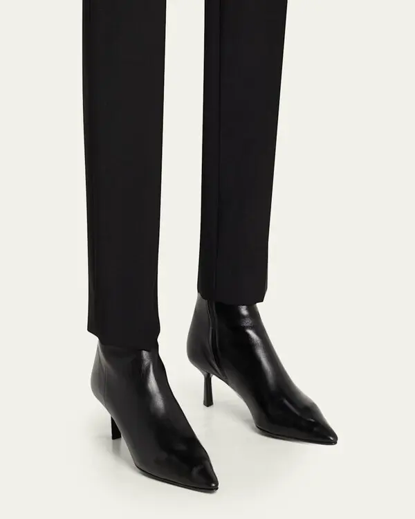 Prada Leather Kitten-heel Booties With Triangle Logo - Black