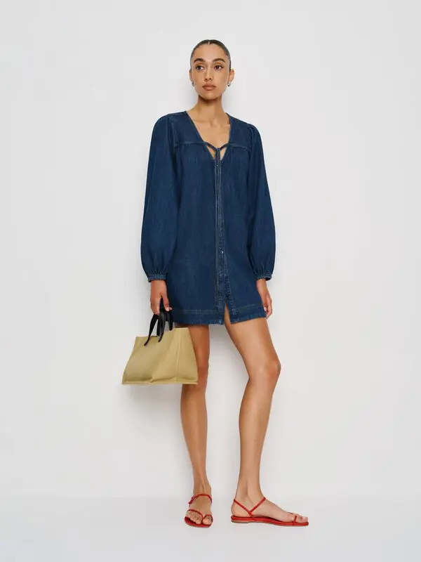 REFORMATION Elowen Denim Mini Dress - Blue