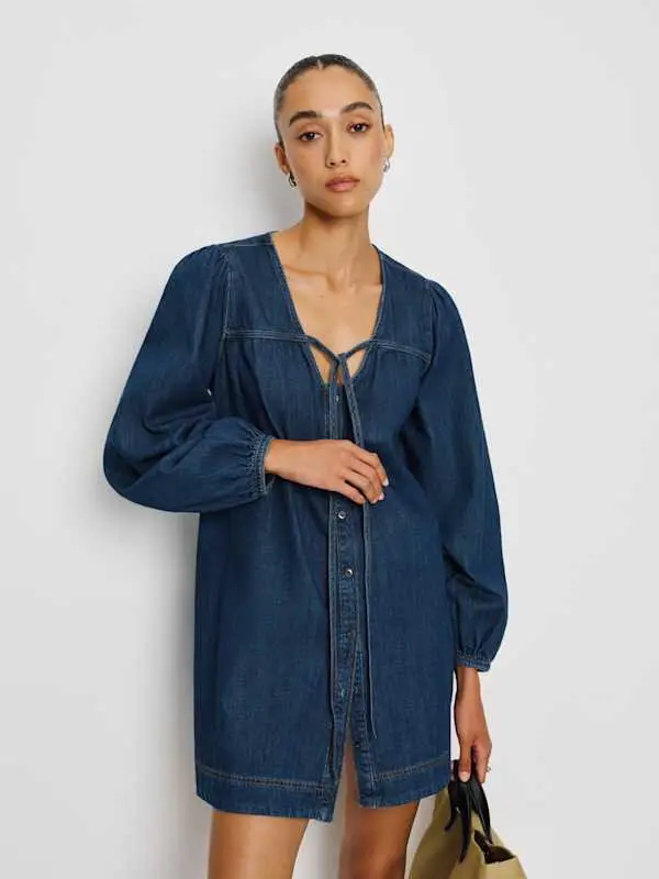 REFORMATION Elowen Denim Mini Dress - Blue