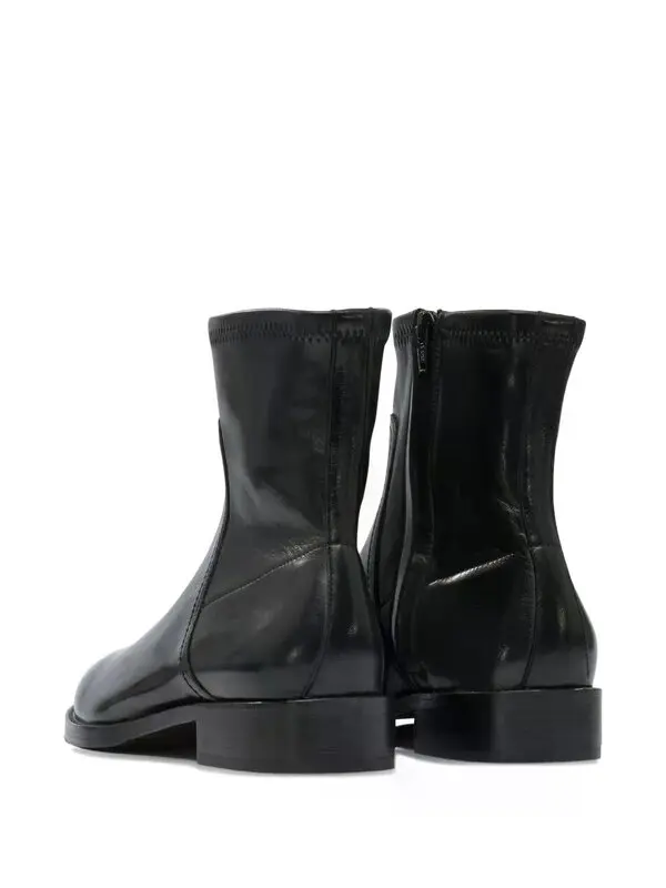 MARETTO Leather Zip Ankle Boots - Black
