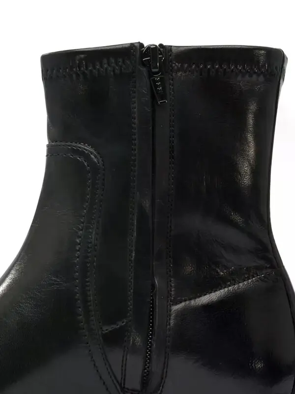 MARETTO Leather Zip Ankle Boots - Black