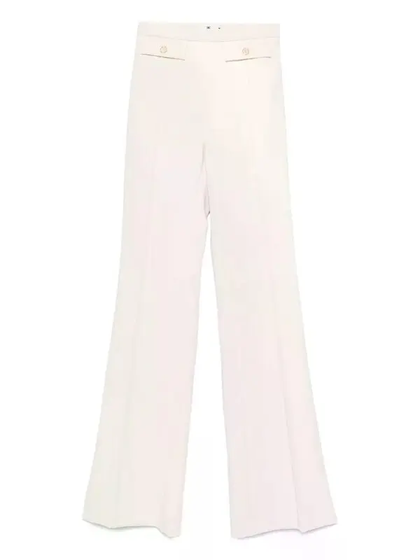 Elisabetta Franchi Flared Trousers With Button Detailing - Neutrals