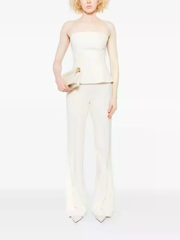 Elisabetta Franchi Flared Trousers With Button Detailing - Neutrals