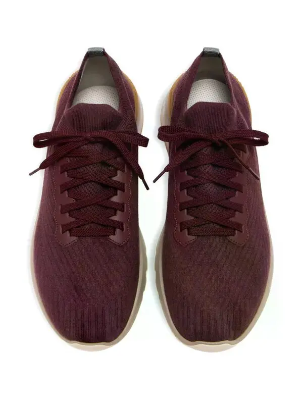 Brunello Cucinelli Knitted Lace-up Sneakers - Red