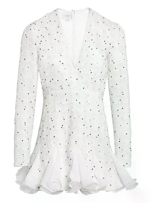 Giambattista Valli Polka-dot Ruffled Mini Dress - White