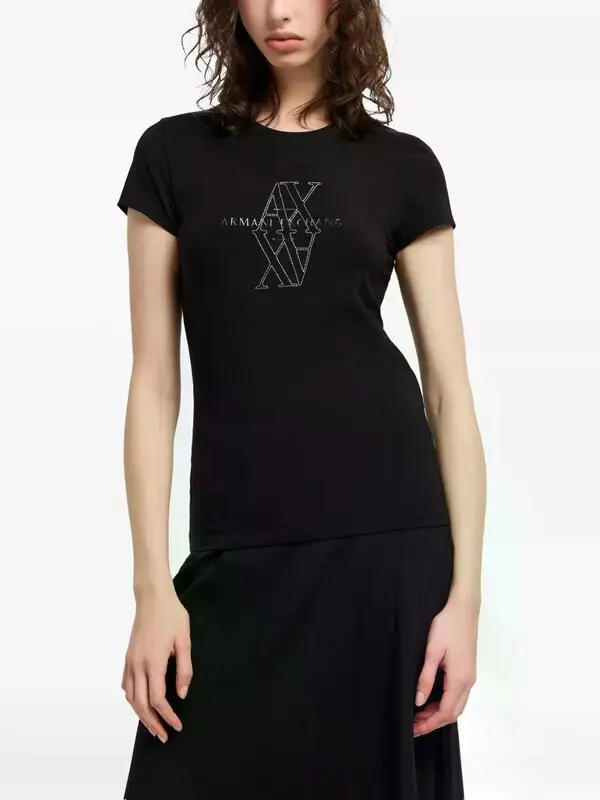 Armani Exchange Logo-embroidered T-shirt - Black