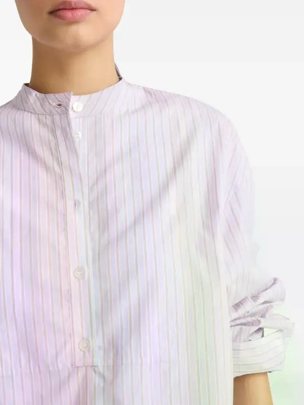 YVES SALOMON Striped Cotton Poplin Blouse
