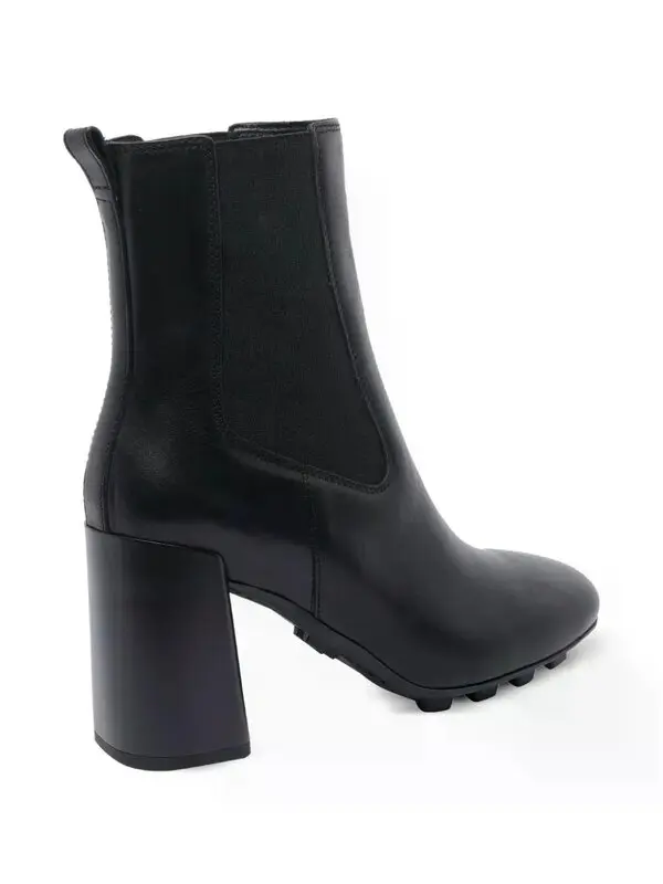 Hogan 90mm Leather Block Heel Boots - Black