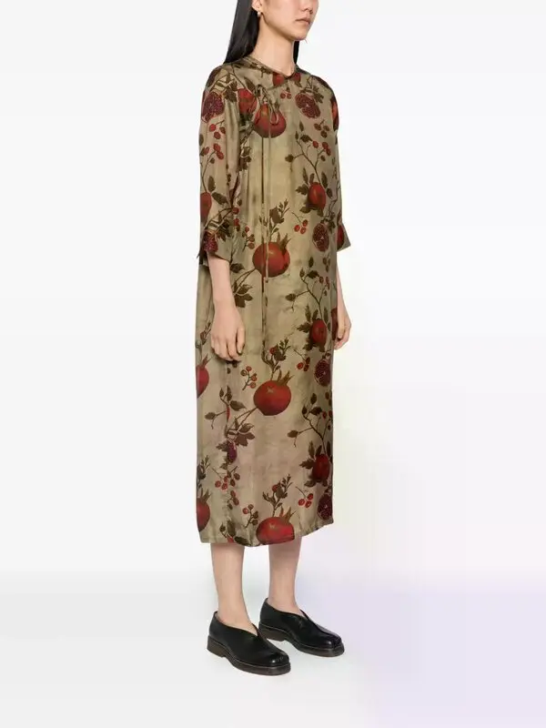 Uma Wang Printed Midi Dress Green Editorialist
