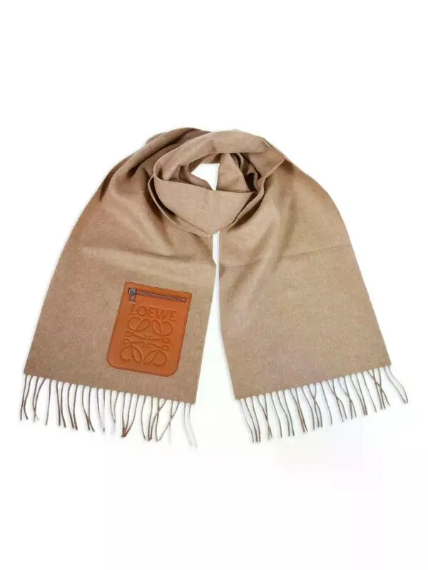 Loewe Leather-patch Fringed Scarf