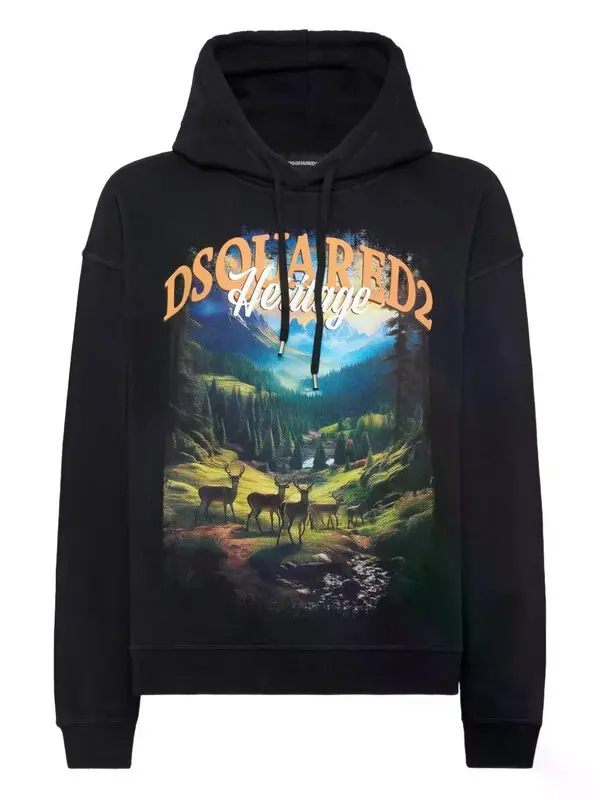 Dsquared2 Printed Hoodie - Black