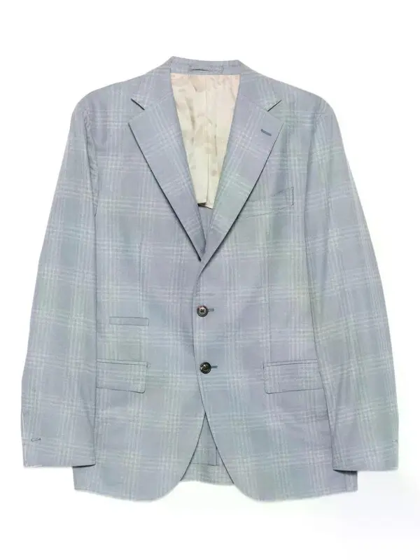 Eleventy Checked Single-breasted Blazer - Blue