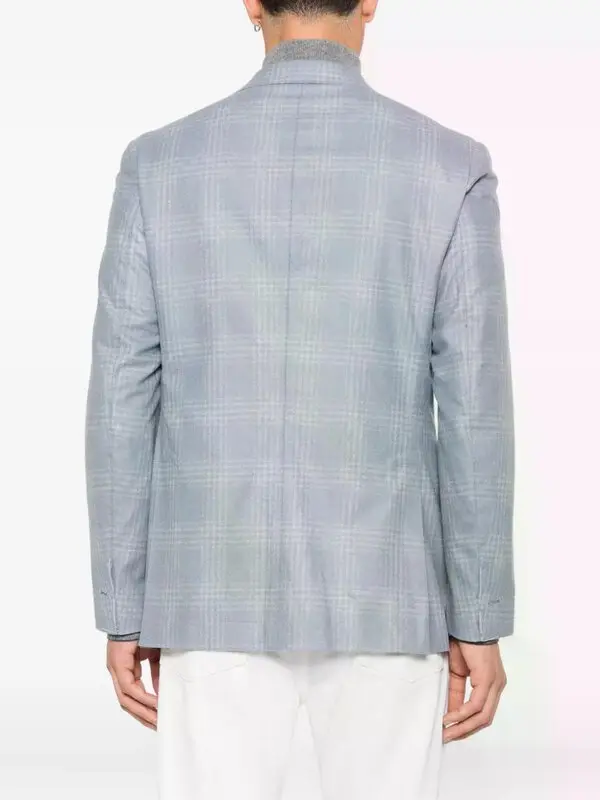Eleventy Checked Single-breasted Blazer - Blue