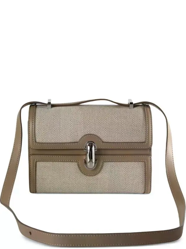 Savette Herringbone Pattern Flap Cross Body Bag