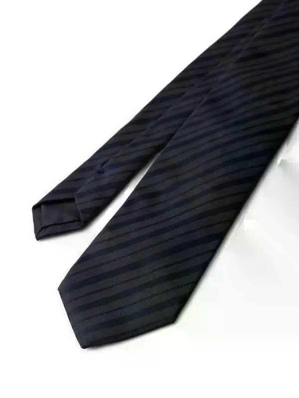 Prada Striped Silk Neck Tie - Blue