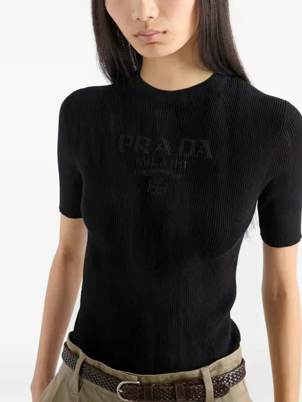 Prada Ribbed Cotton T-shirt