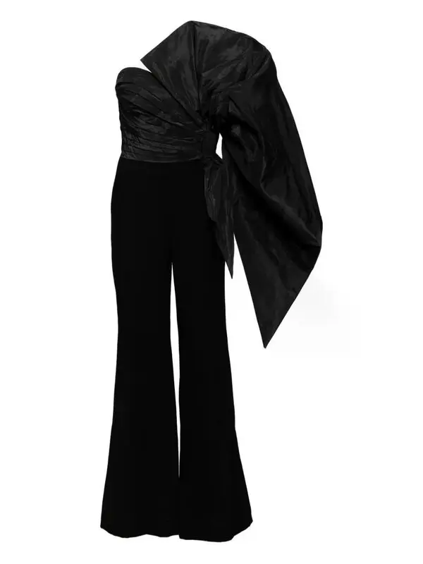 SAIID KOBEISY Voluminous Taffeta Bow Jumpsuit - Black