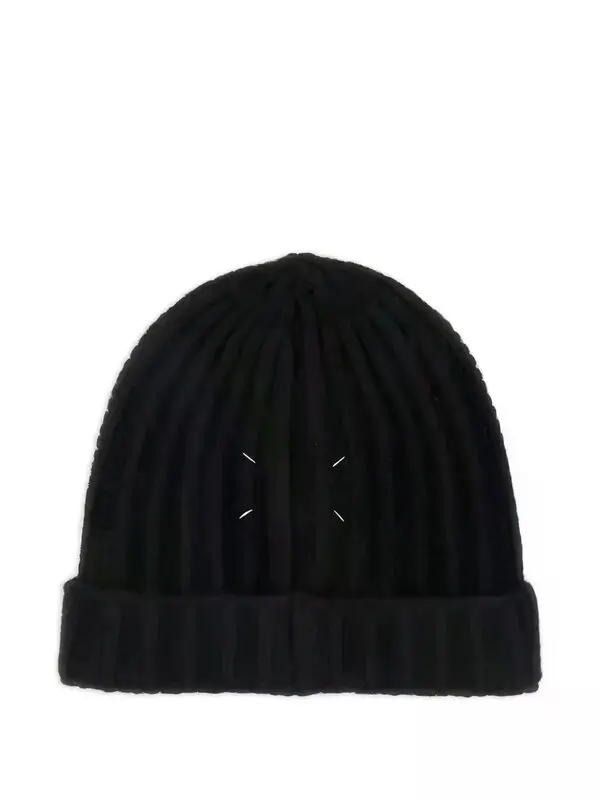 MAISON MARGIELA Ribbed Virgin Wool Beanie - Black
