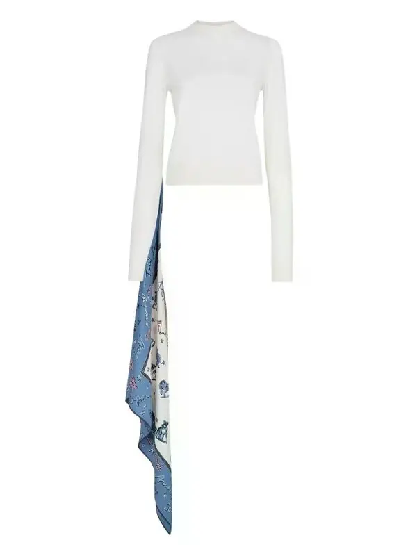 Fendi Silk-panel Wool Jumper - White