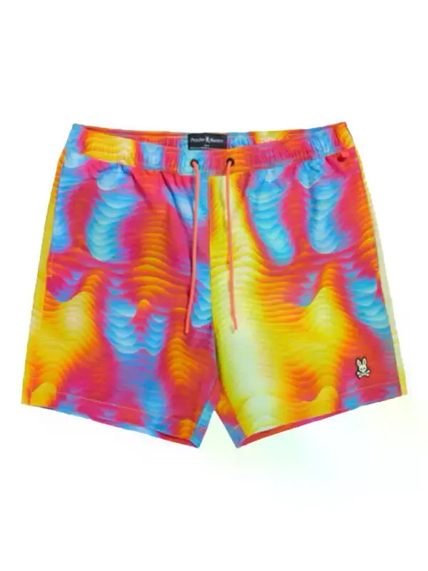 Psycho Bunny Wave-print Swim Shorts - Red