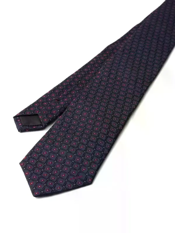 Prada Patterned Silk Neck Tie - Blue